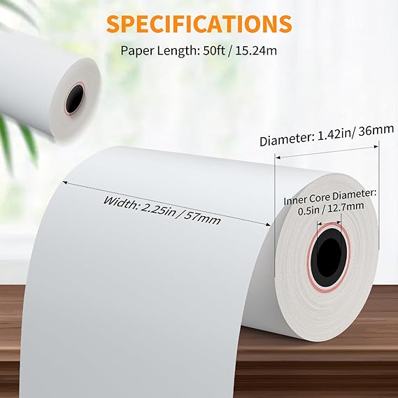 2 1/4” x 50′ Receipt Paper Rolls POS Thermal Paper Cash Register Paper ...