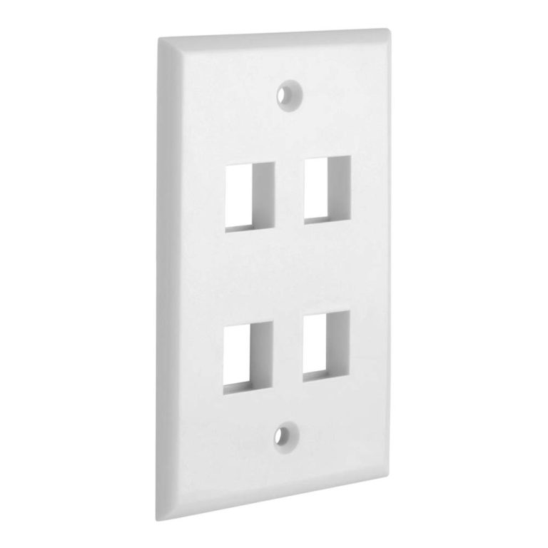 Keystone Wall Plate, 4 Ports – White – Peter's Computer Solutions